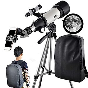 Telescopes for Adults 70mm Aperture 400mm AZ Mount, Astronomical Refractor Portable Telescope for Kids and Beginners with Backpack to Travel and View Moon