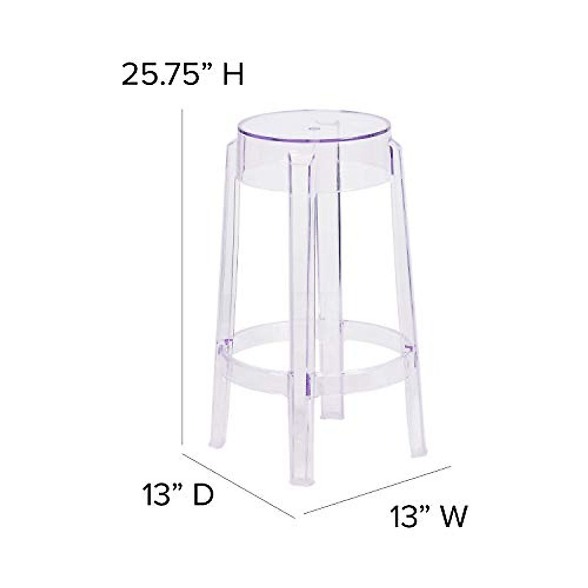 Flash Furniture Laney 25.75'' High Transparent Counter Height Stool