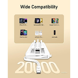 VEEKTOMX Portable Charger Built-in Cables, 20000mAh Power Bank for iPhone, USB C Fast Charge Battery Pack, Travel Essentials Backup Battery Bank, Compatible with iPhone 15/14, Samsung, Andriod, Etc