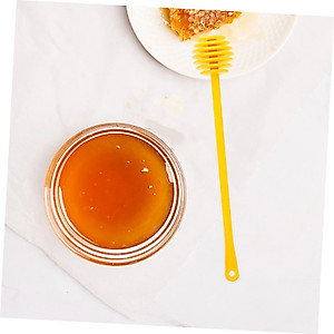 ORFOFE 6pcs Honey Extractor Honey Mixing Stirrer Honey Drizzle Stick Honey Stirring Stick Honey Mixing Sticks Honey Dipper Honeycomb Stick Honey Comb Wand Honey Bee Abs Yellow re-usable
