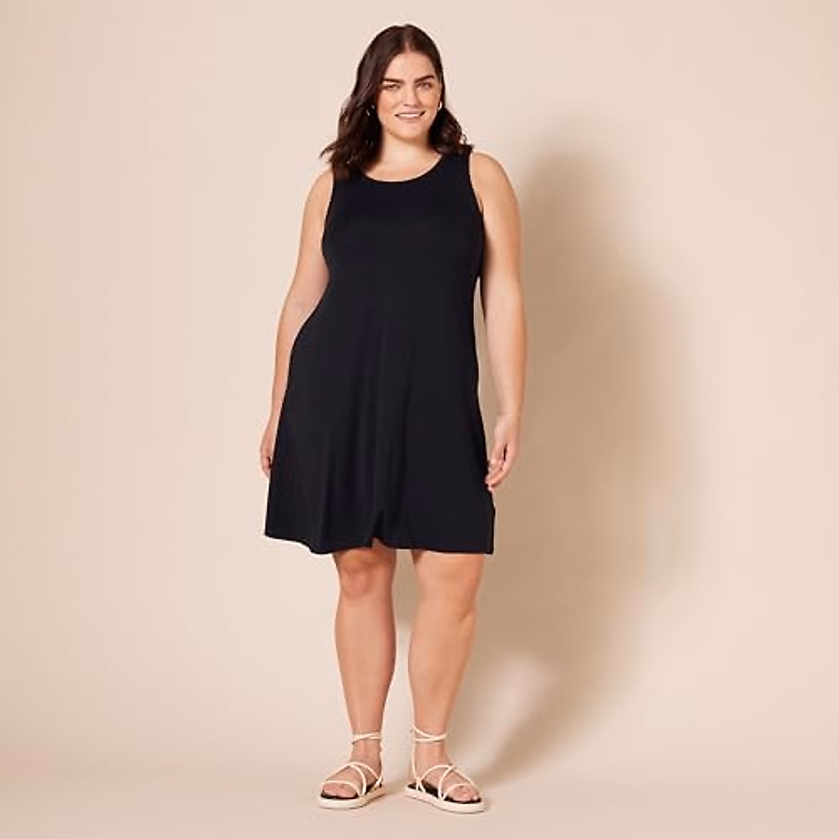 Amazon Essentials Women's Tank Swing Dress (Available in Plus Size), Black, Large
