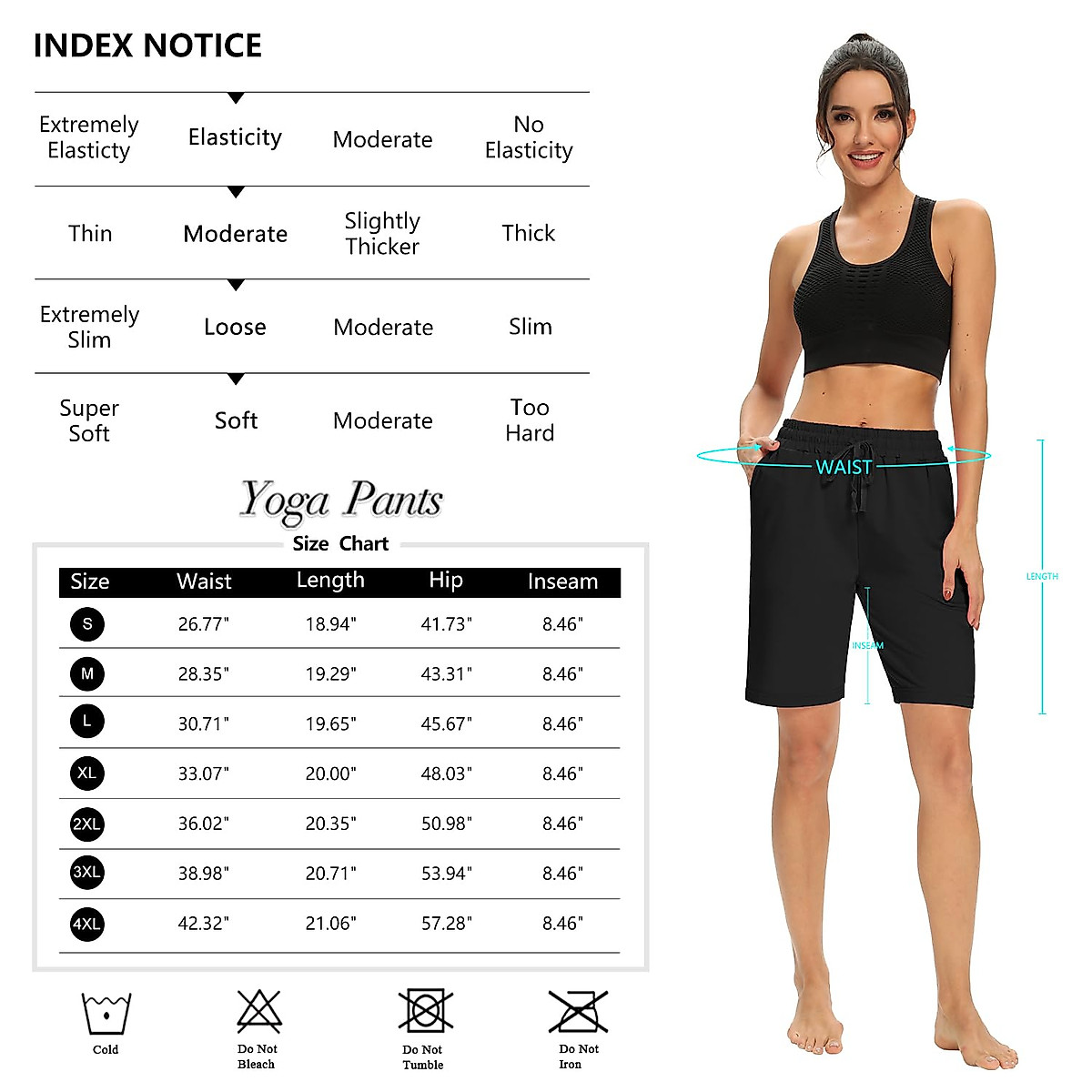 DIBAOLONG Womens Yoga Shorts Loose Comfy Drawstring Lounge Bermuda Shorts with 3 Pockets Black 2XL