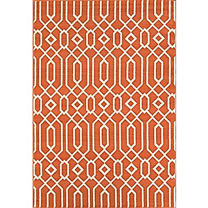 Momeni Rugs , Baja Collection Contemporary Indoor & Outdoor Area Rug, Easy to Clean, UV protected & Fade Resistant, 3'11" x 5'7", Orange