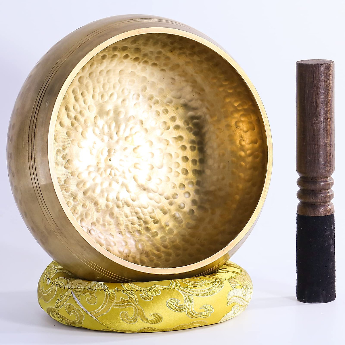 Sound Bowl Meditation Set Handcrafted Tibetan Singing Bowl Heart Chakra Sound Bath Bowls for Zen Music Healing Frequencies Yoga Prayer and Mindfulness Nepal Meditation Mat (17.5cm / 6.89inch)