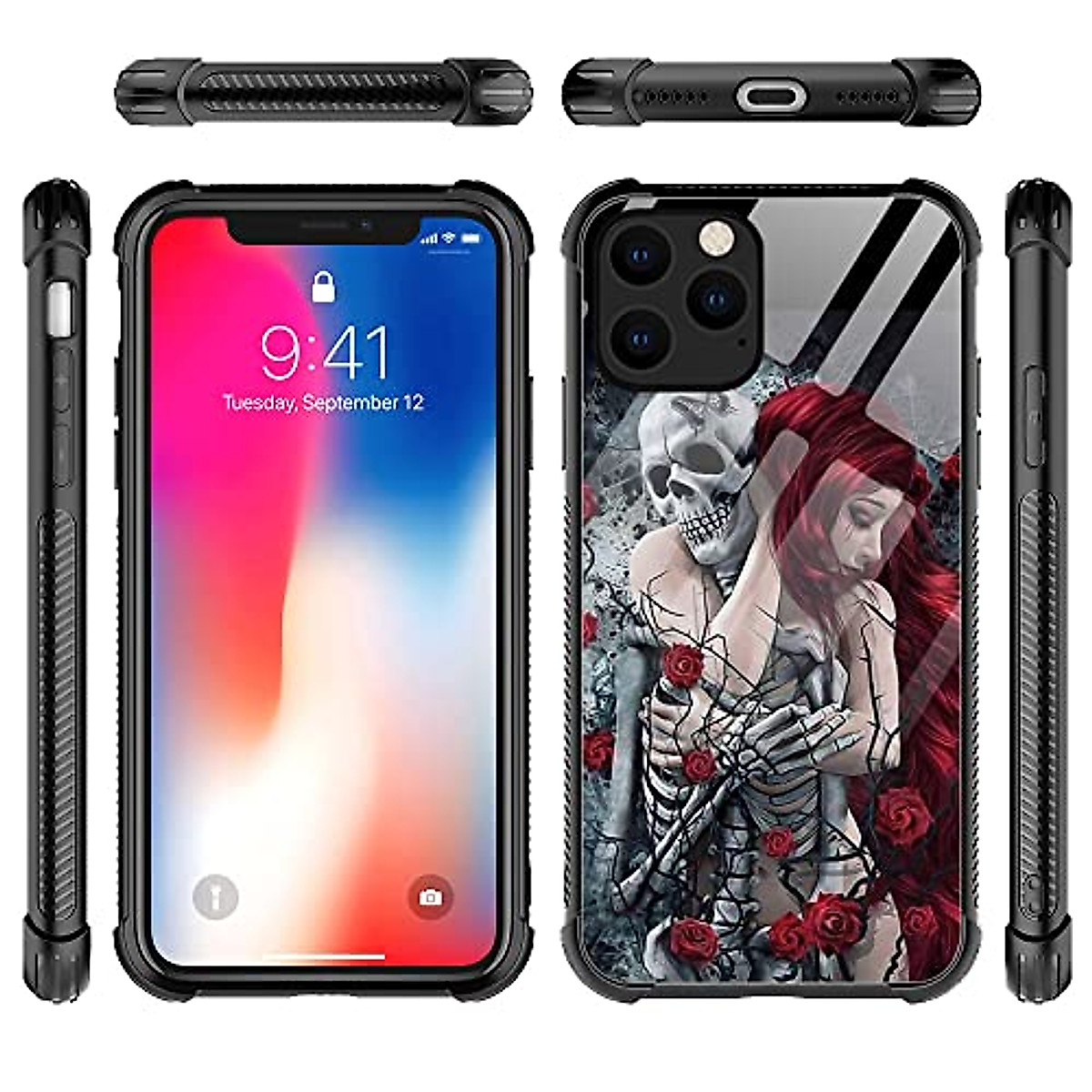 ZHEGAILIAN Case Compatible with iPhone 13 Pro Case,Skull and Girl Case for iPhone 13 Pro Case Men Boy,Drop Protection Soft TPU Bumper Case for iPhone 13 Pro Case 6.1-inch Skull and Girl