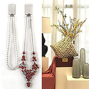 JINSHUNFA Adhesive Hooks, 304 Stainless Steel Towel Hooks Brushed Wall Hooks Sticky Hangers for Keys, Coats, Robe, Bags, Home, Kitchen, Bathroom (Set of 16) Utility Hooks