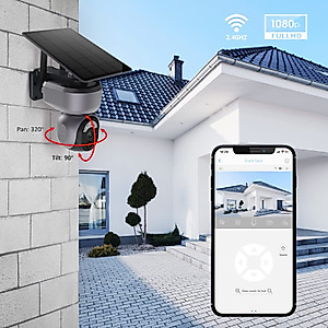 PORTOCAM Security Camera Outdoor, Pan Tilt 360°View Solar Battery Powered Rechargeable Wireless Spotlight Security System, 1080P Full-Color Night Vision, 2-Way Talk, Motion Detection, and Cloud S30