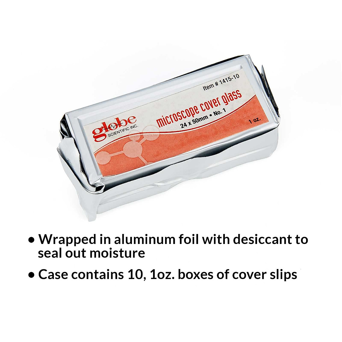 Globe Scientific 1415-10 Cover Glass, 24 x 50mm, No. 1 Thickness (Case of 10)