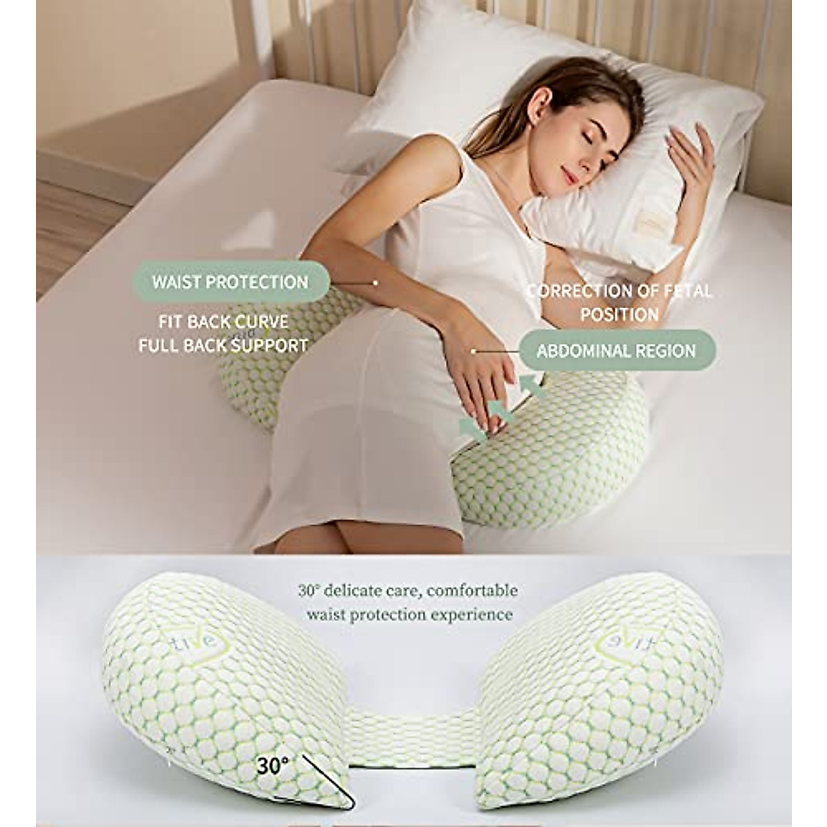 Oternal Pregnancy Pillow for Pregnant Women, Soft Pregnancy Body Pillow,Support for Back, Hips, Legs, Maternity Pillow with Detachable and Adjustable Pillow Cover