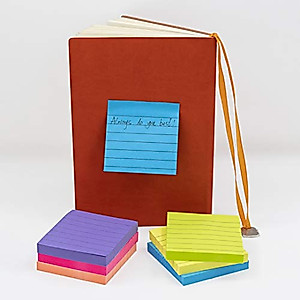Lined Sticky Notes 3x3 Inches Sticky Notes 6 Neon Bright Color Self-Stick Pads Easy to Post 6 Pads 100 Sheet/pad 600 Sheet Total Individual Package
