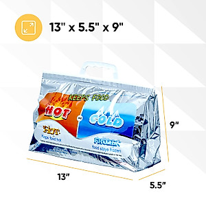 Superio Hot and Cold Insulated Bags for Food Delivery, Grocery Shopping Bags, Food Storage for Hot and Frozen Food for Travel, Disposable Cooler Bag, Reinforced Thermal Lunch Bag (4, 13"x5.5"x8.5")