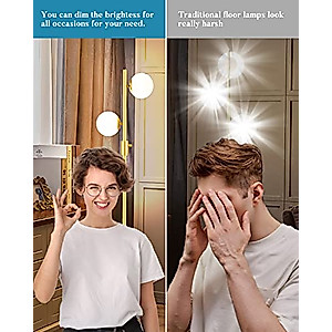 Dimmable Gold Globe Floor Lamp,Mid Century Modern Globe Lamp with 0%-100% Brightness 2pcs G9 LED Bulbs (Included) Plastic Shatterproof Lampshade,Tree Tall Lamps for Living Room/Bedroom/Sofa Corne