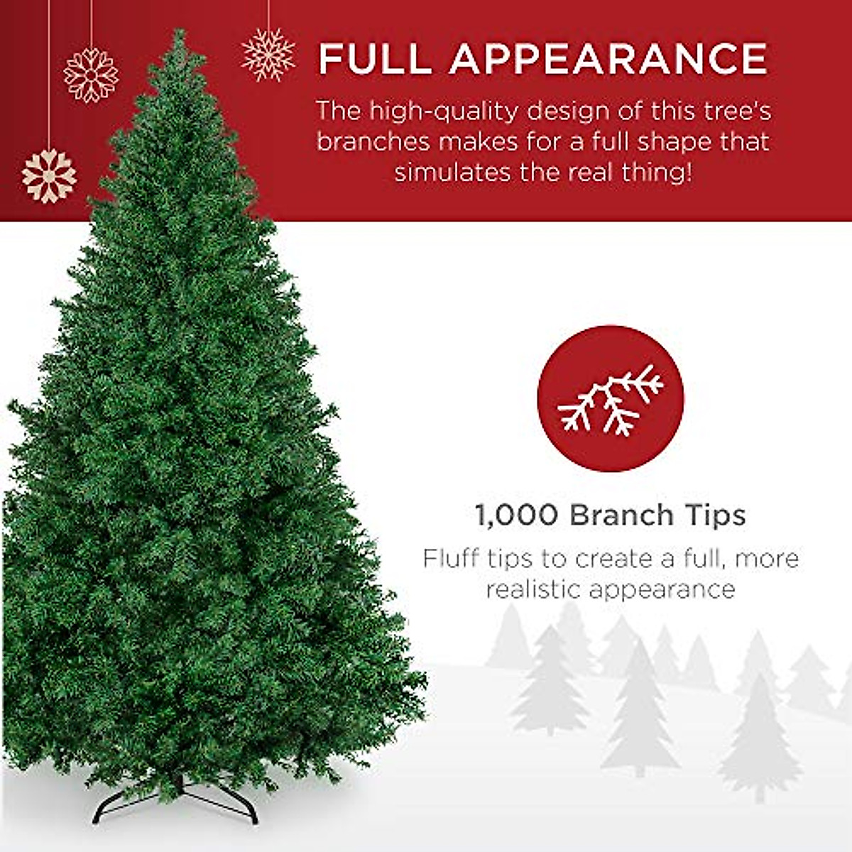 Best Choice Products 6ft Premium Hinged Artificial Holiday Christmas Pine Tree for Home, Office, Party Decoration w/ 1,000 Branch Tips, Easy Assembly, Metal Hinges & Foldable Base