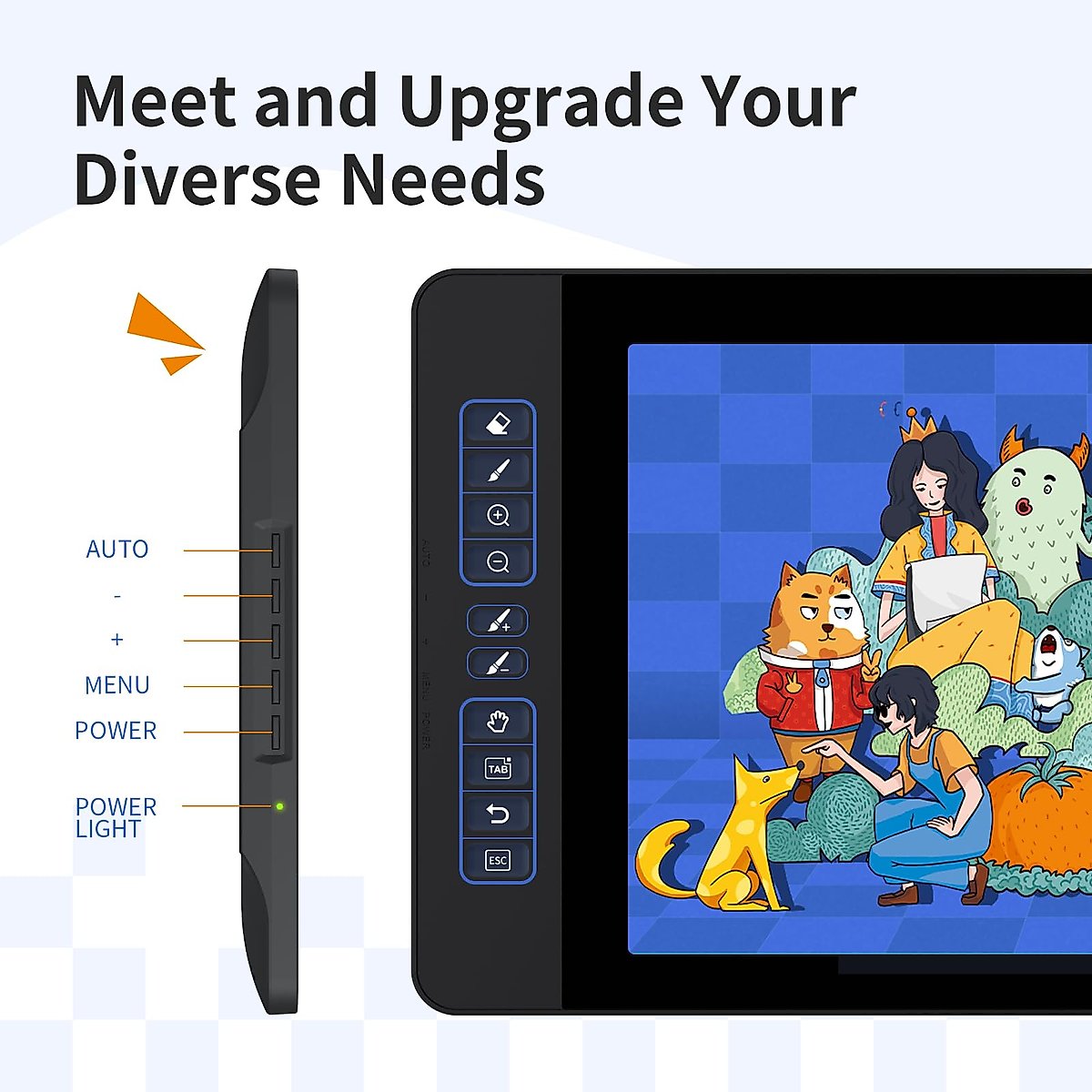 Drawing Tablet with Screen GAOMON PD1561 Drawing Monitor Art Tablet with Adjustable Stand, 10 Shortcut Keys, Tilt Support, Battery-Free Pen, 15.6-inch Graphics Tablet for Mac, Windows PC