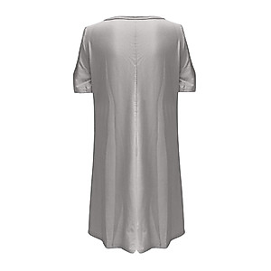 Women's 2021 Summer Boho Maxi Dress V-Neck Short Sleeve Solid Color Off-the-shoulder Dress Maternity Prom Dress (Gray, M)