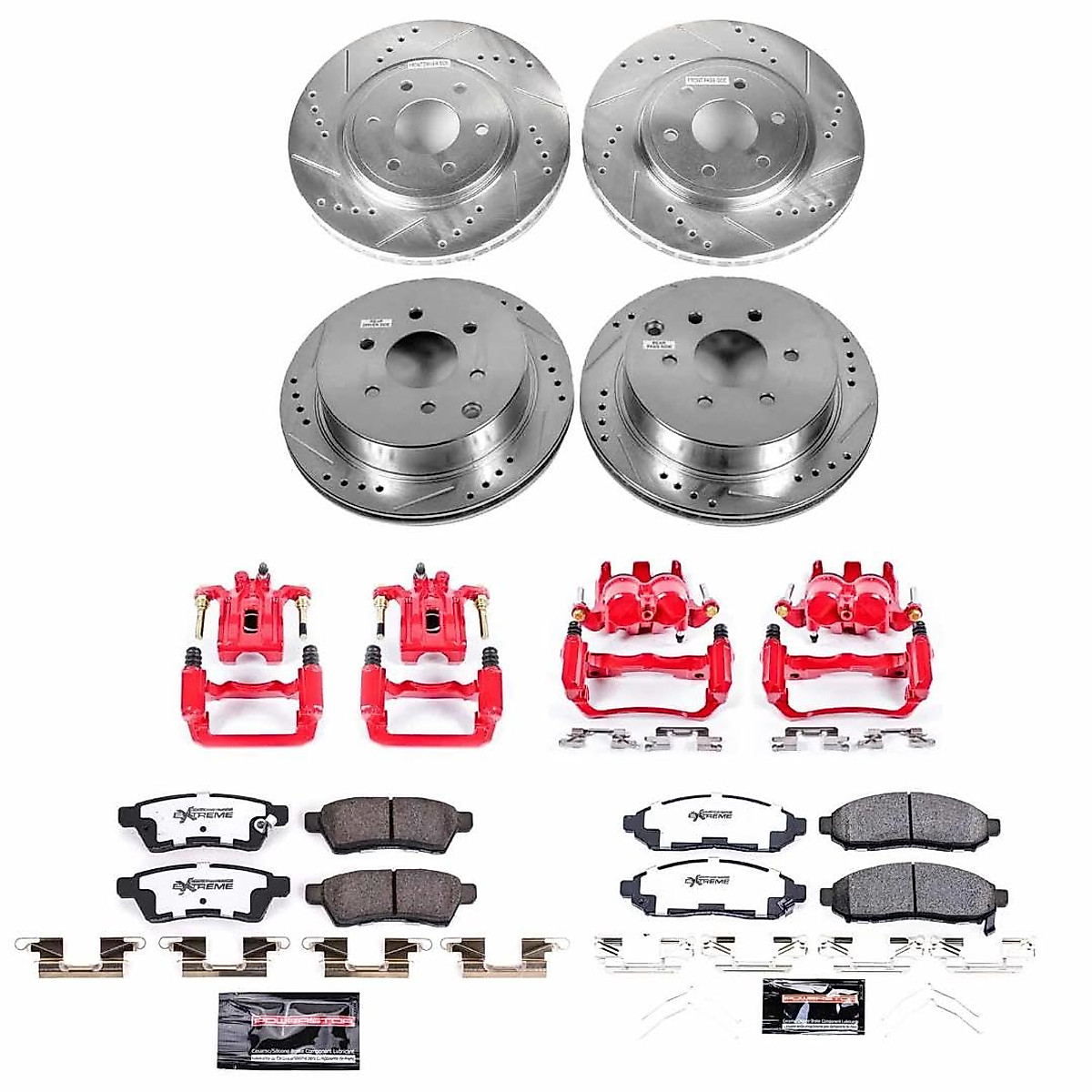 Power Stop KC8358-36, Z36 Truck & Tow Front and Rear Caliper Kit-Rotors, Brake Pads, Calipers For Nissan Frontier 2016-2022 [Model Specific]
