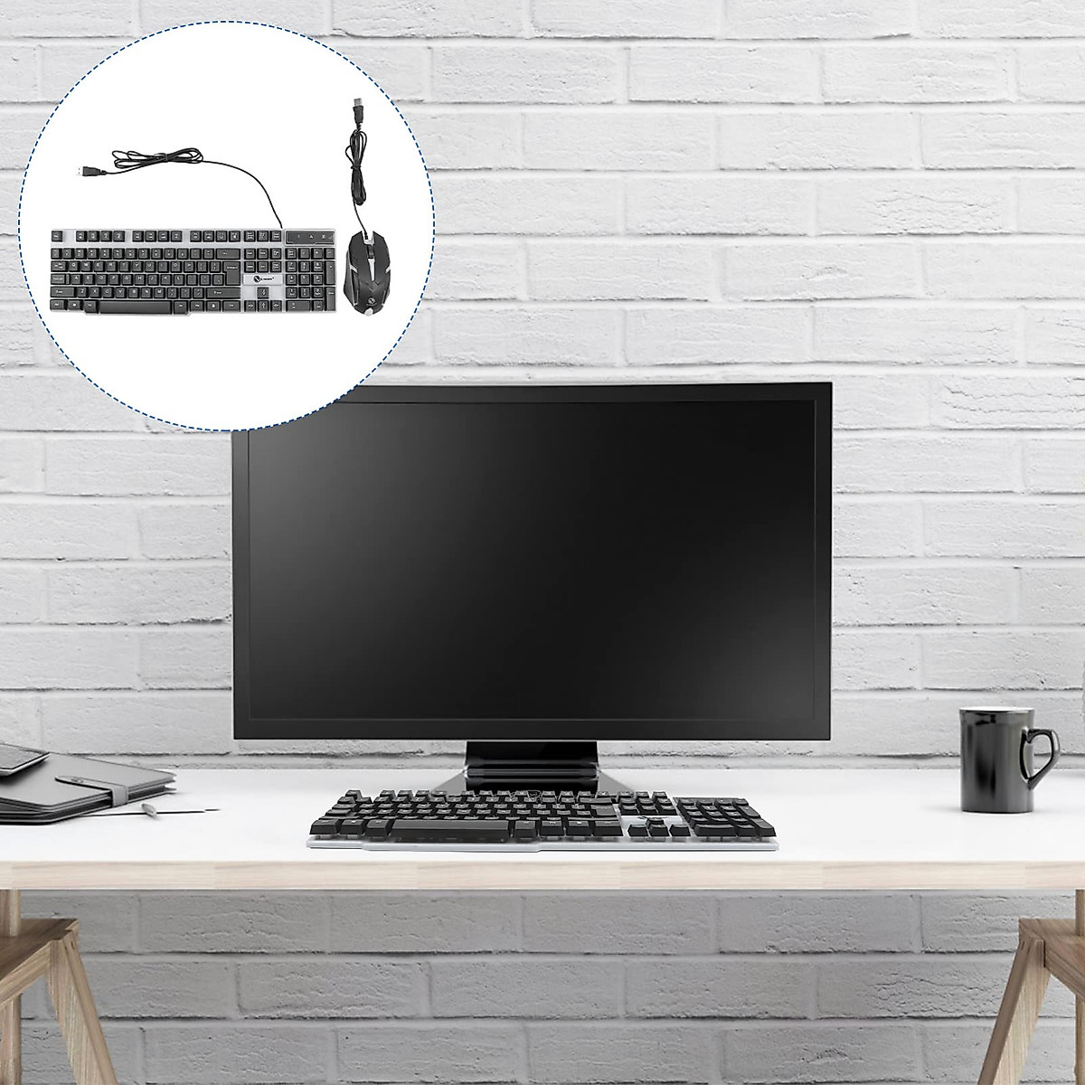 2 Sets Wired Keyboard and Mouse Gaming Keyboard Mouse Ergonomic Keyboard Mouse Computer Keyboard Backlit Keyboard Computer Accessories Keyboard Mouse for Gamer Ergonomic Mouse