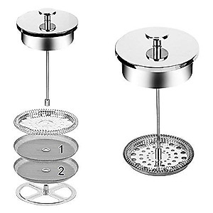 2.6" French Coffee Press Replacement Filter Screen - 4 Pcs Universal 3-Cup (350ml) 304 Stainless Steel Mesh for Bodum French Press Coffee Makers