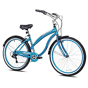 Kent International Women's 26 Inch Oakwood Beach Cruiser, Teal/White, Adult