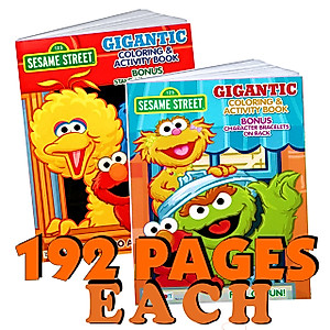 Sesame Street Coloring Book and Stickers Craft Activity Set - Bundle Includes Coloring Book, Stickers, and More!