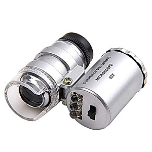 KINGMAS Mini 60x Microscope Magnifying with LED Light Pocket Jewelry Magnifier Jeweler Loupe with 10X Folding Pocket Magnifier