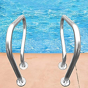 ANSNAL Swimming Pool Handrails, Stainless Steel Spa Stair Handrails 3-Bend Swimming Pool Safety Handrails for Garden Backyard Pools, Easy to Instal