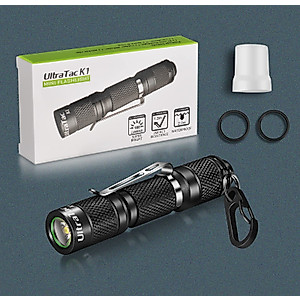 UltraTac K1 Keychain Flashlight with Push Button, 180lm Waterproof AAA LED Flashlight Keychain for EDC, Camping, Hiking, Outdoor Activity and Emergency Use(Black)