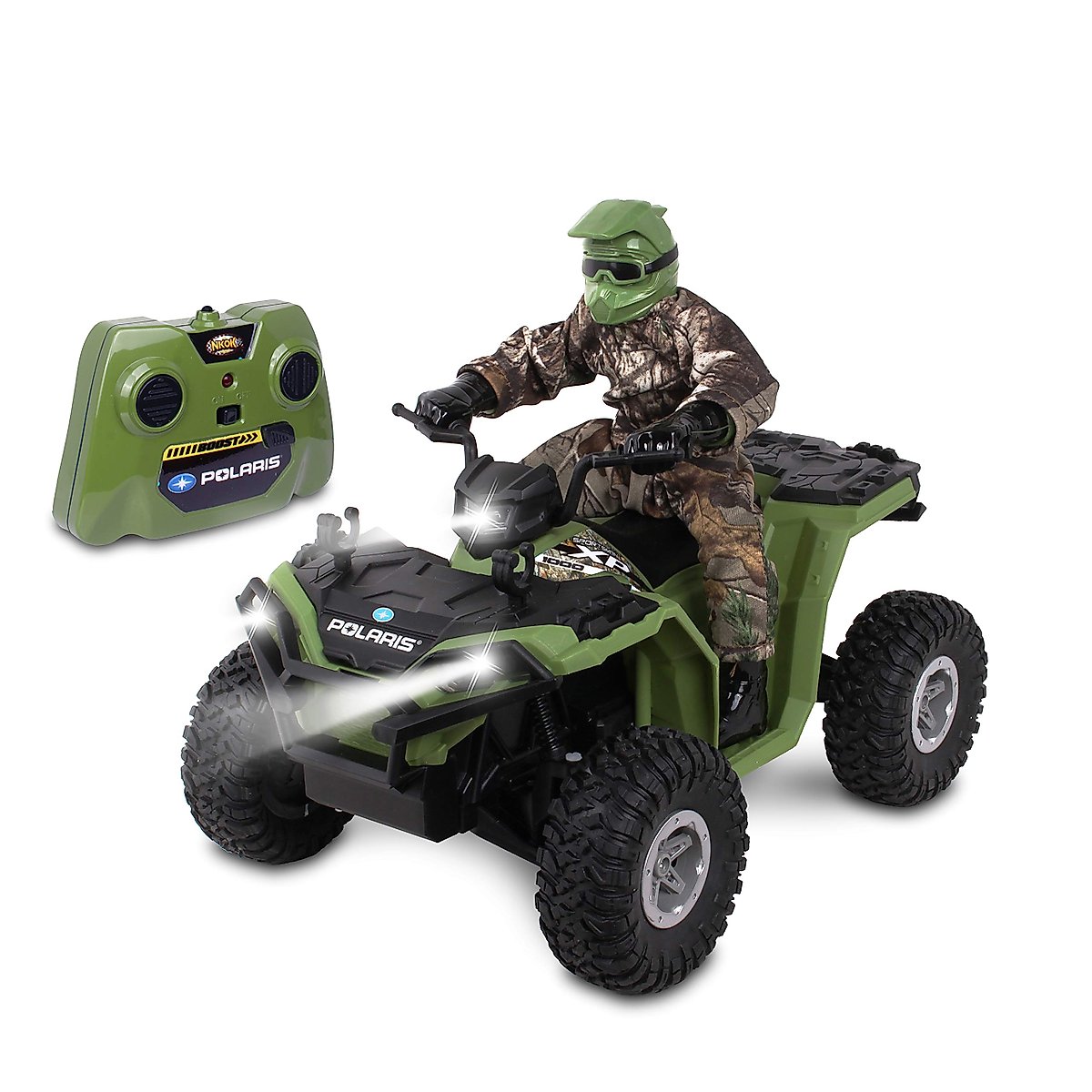NKOK Realtree 1: 8 Rc Polaris Sportsman XP 1000 with Turbo Boost & Rider, Turbo Boost Feature with Extra Speed, Allows Children to Pretend Play and Use Their Imagination, for Ages 6 and up