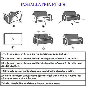 Sea Island Stretch Sofa Slipcovers, Blue Sea 3D Printed Covers Sofa 1 2 3 4 Seater, Sofa Furniture Protector Cover with 2 Free 45 * 45Cm Sofa Pillow Covers