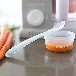 BEABA Baby's First Foods Spoon Set, Original Silicone Baby Spoons, Baby Essentials, Baby Spoons, Pack of 4 Baby Gift Set, BPA Lead & Phthalate Free, Rain