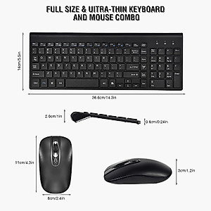 RaceGT Wireless Keyboard Mouse Combo, Energy Saving Silent Ultra - Thin Full Sized Wireless Keyboard Mouse 3 Level DPI Adjustable Mouse for Computer, Laptop and Desktop