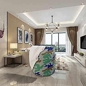 SineGux Collapsible Laundry Basket Large Laundry Hamper Waterproof Foldable Storage Bins Storage Basket with Handles Canvas Nursery Hampers for Laundry Clothes Toy Organizer (Camo Grey)