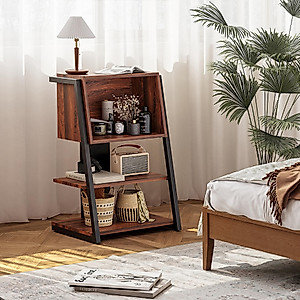 Fenge Bookshelf, 4 Tier Industrial Bookcase, Ladder Book Shelf with Storage Organizer, Small Bookshelves and bookcases for Office, Bedroom, Living Room