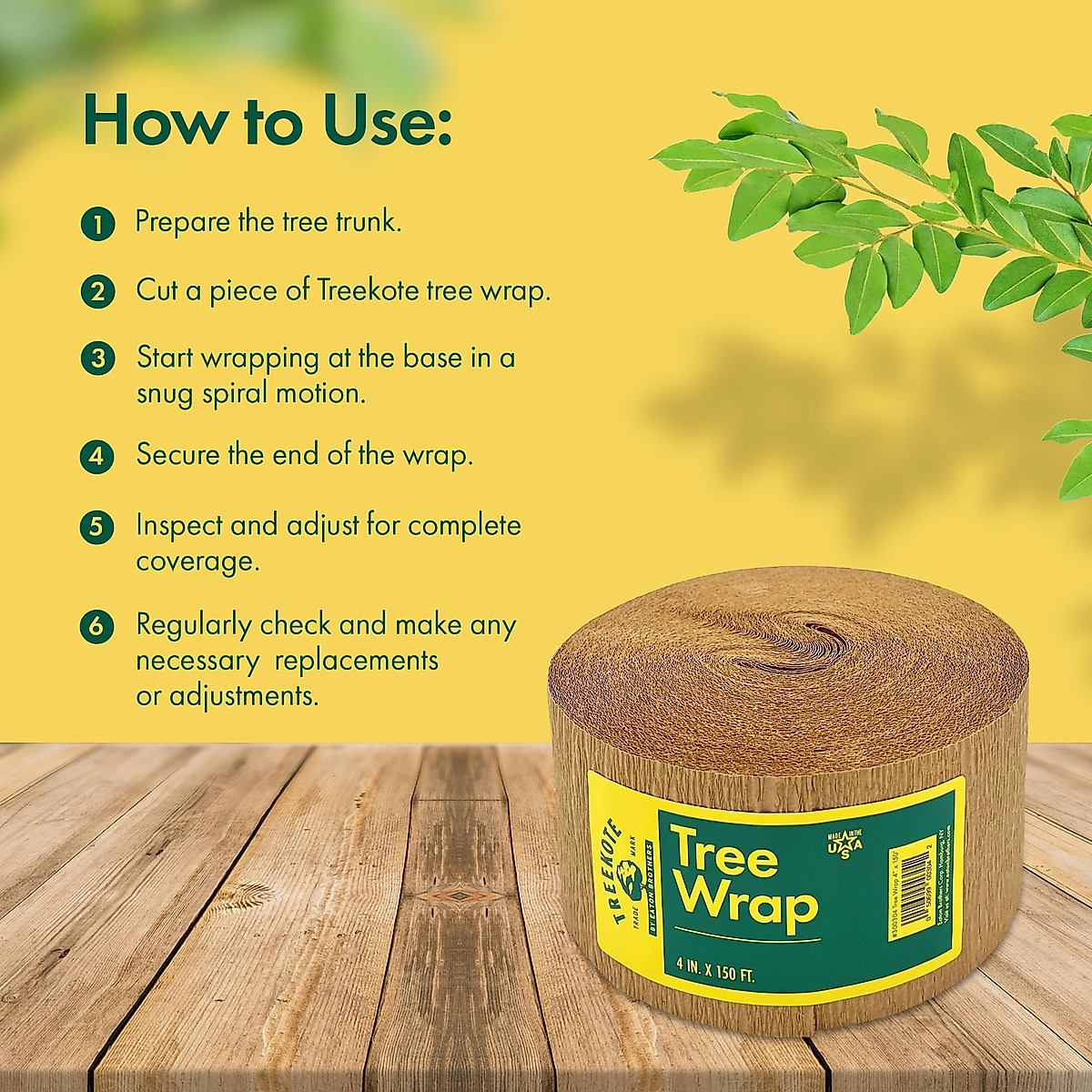 Treekote Brown Paper Tree Wrap - 4" x 150' Commercial Outdoor Use