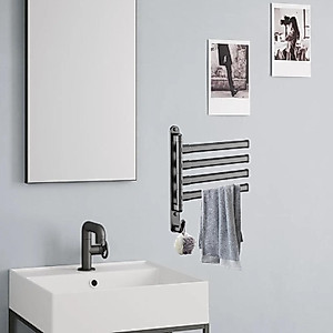 DUDOK Swivel Bathroom Towel Rack, Carbon Steel Towel Rack, Wall Mounted Towel Holder, Bath Towel Holder for Bathroom Wall, Towel Hanger for Bathroom, Kitchen, Waterproof, Rustproof, Space Saving Wall