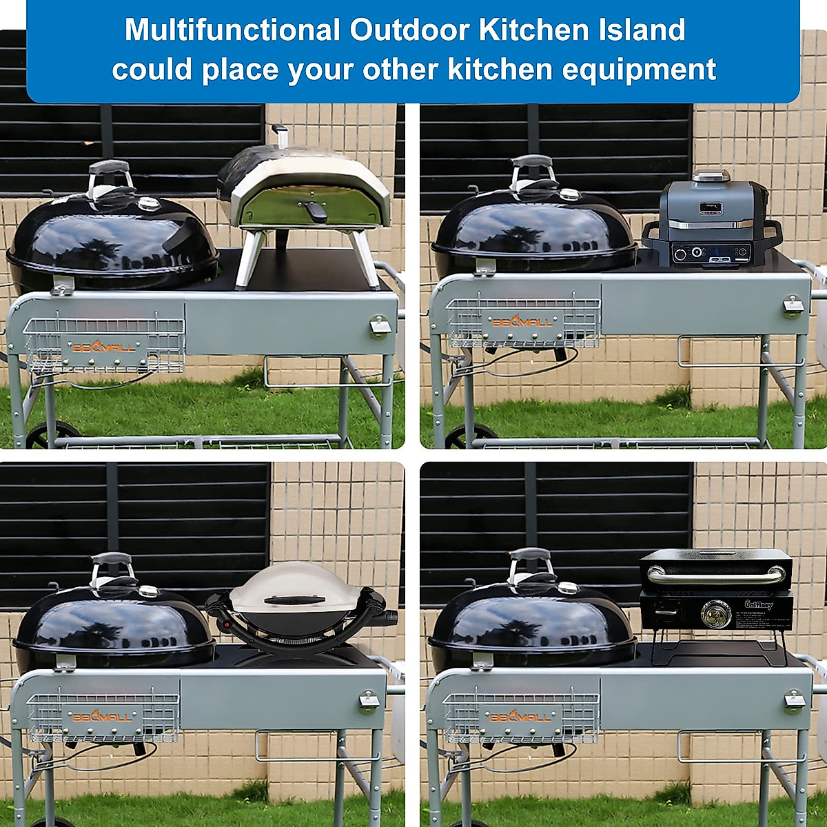 Grill Table for Weber 22" &18" Original Kettle, for Weber Grill Table, Stand Cart for JumboJoe Master-Touch Charcoal Outdoor Prep Performer Charcoal Accessories for Outside