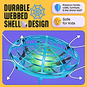 Atlasonix UFO Mini Hand Drone for Kids - Drone Home Game, Hand Controlled Drone, Motion Sensor Flying Toy For Indoor Play - Kids Drone For Boys & Girls - Blue