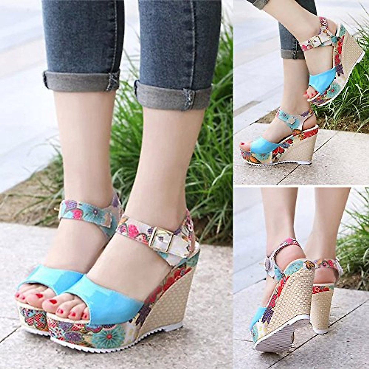 Womens Rivets Bowtie Flip Flops Jelly Thong Sandal Rubber Flat Summer Beach Rain Shoes Blue