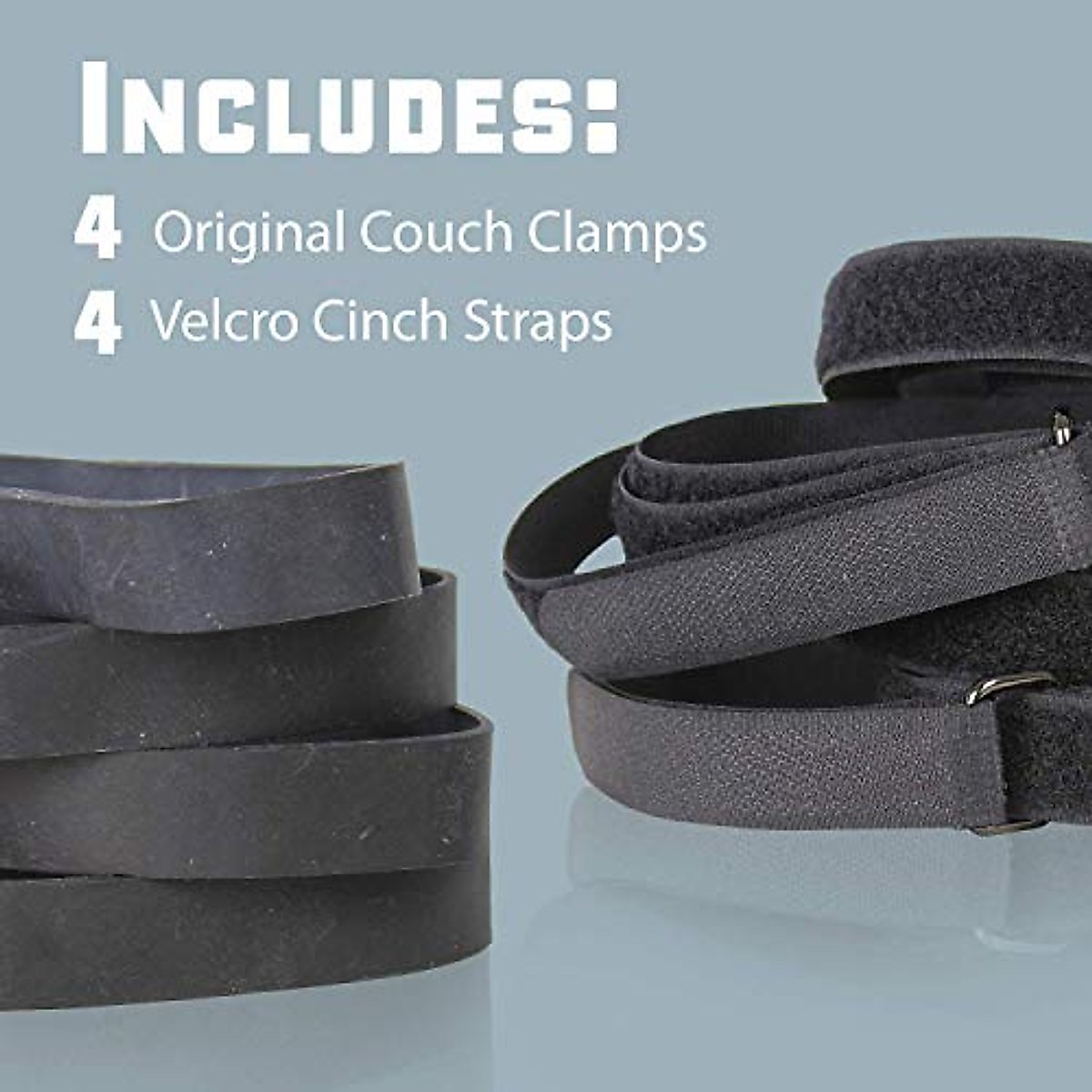Couch Clamp PRO Non-Slip Sectional Connectors with Hook-and-Loop Cinch Clips for Sliding Sofas - Prevents Floor Scratches and Big Gaps in Your Couch with Easy Install No Tools Required (4 Pack)