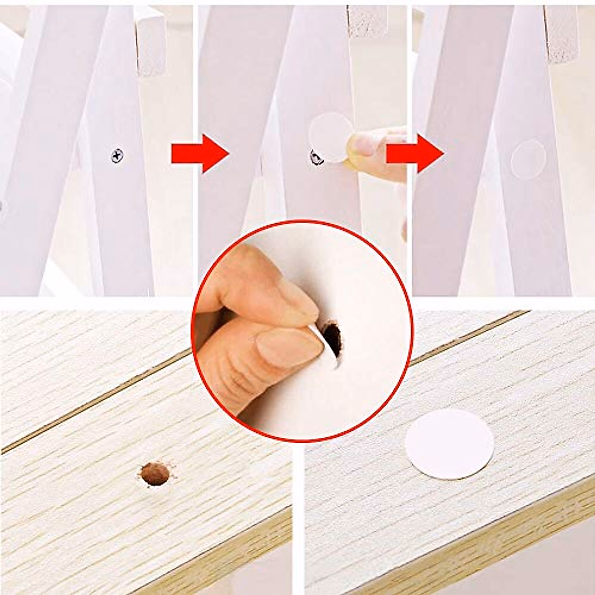 White Stickers Cover Screw Holes 21mm 324pcs Self-Adhesive Screw Hole Stickers Hole Paste Sticker for Wooden Furniture Cabinet 6 Sheets