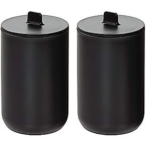 iDesign Cade Canister Bathroom Storage Jar with Lid for Bathroom, Vanity, Desk, Countertop, 3.14" x 3.14" x 5.09", Matte Black (Pack of 2)