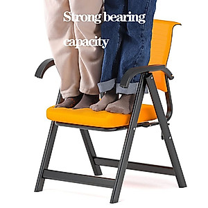 WIGSELBL Mesh Office Chair Ergonomic Computer Desk Chair Foldable Mid Back Stacking Arm Chair,Folding Nesting Chair Conference Room Chair with Padded Fabric Seat (Color : Blue)