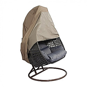 Island Gale® Luxury 2 Person Outdoor, Patio, Hanging Wicker Swing Chair 🎄🎄🎄🎄🎄🎄🎄🎄🎄🎄🎄🎄 ((2 Person) X-Large-Plus, Charcoal Rattan/Charcoal Cushion with Free Cover $128 Value)