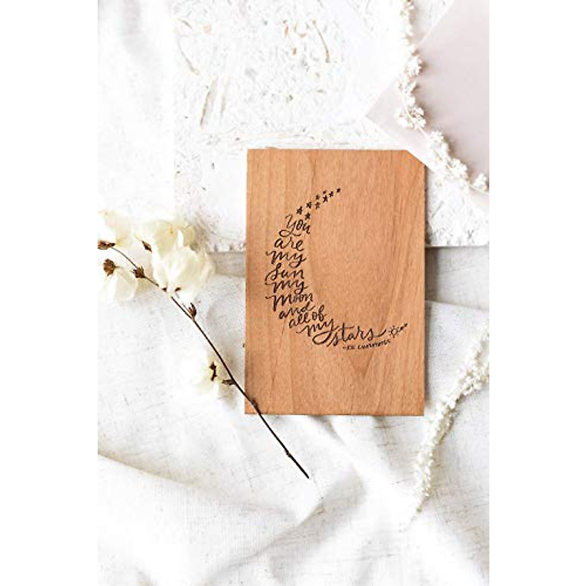 My Sun Moon Stars Wood Wedding Anniversary Card for Wife Husband Couple [Romantic Valentine's Day Card for Boyfriend Girlfriend, Made in the USA]