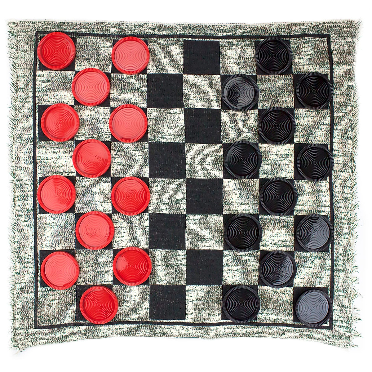 Brybelly Large Checkers Set - Giant Checkers Game for Indoor/Outdoor - Jumbo Classic Board Games for Friends and Family - 3-in-1 Checkers and Mega Tic Tac Toe