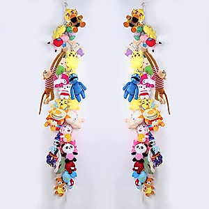 Stuffed Animals Storage Chain Organizers, LONCHDAN 80" Cotton Hanging Storage Chain with 20 Metal Clips Stuffed Animal Display Holder Chain for Wall or Corner Nursery Play Room