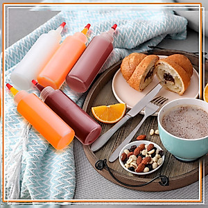 Nuenen 80 Pieces 4 oz Squeeze Bottle with Cap Squeeze Condiment Bottles for Sauces Ketchup Liquids Paint Clear Empty Refillable Plastic Squirt Bottles with Red Tip Cap