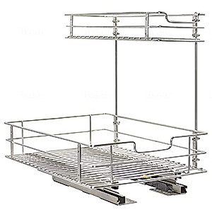 mRUB Pull Out Cabinet Organizer – Sliding Shelf Under Sink 2 Tier Organizer for Kitchen, Bathroom, Pantry – Heavy Duty Slide Out Shelves Storage Organizer (16.33” x 11.33” x 13.23”)