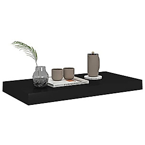 DYRJDJWIDHW Floating Wall Shelves 4 pcs Bookshelf for Bedroom,Shelves,Wood Bookcase,Suitable for Bedroom, Office, Living Room, Study,Black 19.7"x9.1"x1.5" MDF