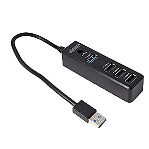 Lysee Cable Winder - Earldom 4 Ports USB 3.0 Hub Splitter with Power Charging Port and Multiple Switch USB Splitter Port Panel Usb3.0 Hub Black - (Color: Black)